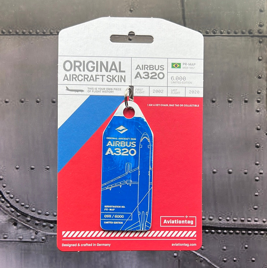 Aviationtag TAM Brazil Airbus A320 Bi-Colour "FLAG" Tag (PR-MAP) 911
