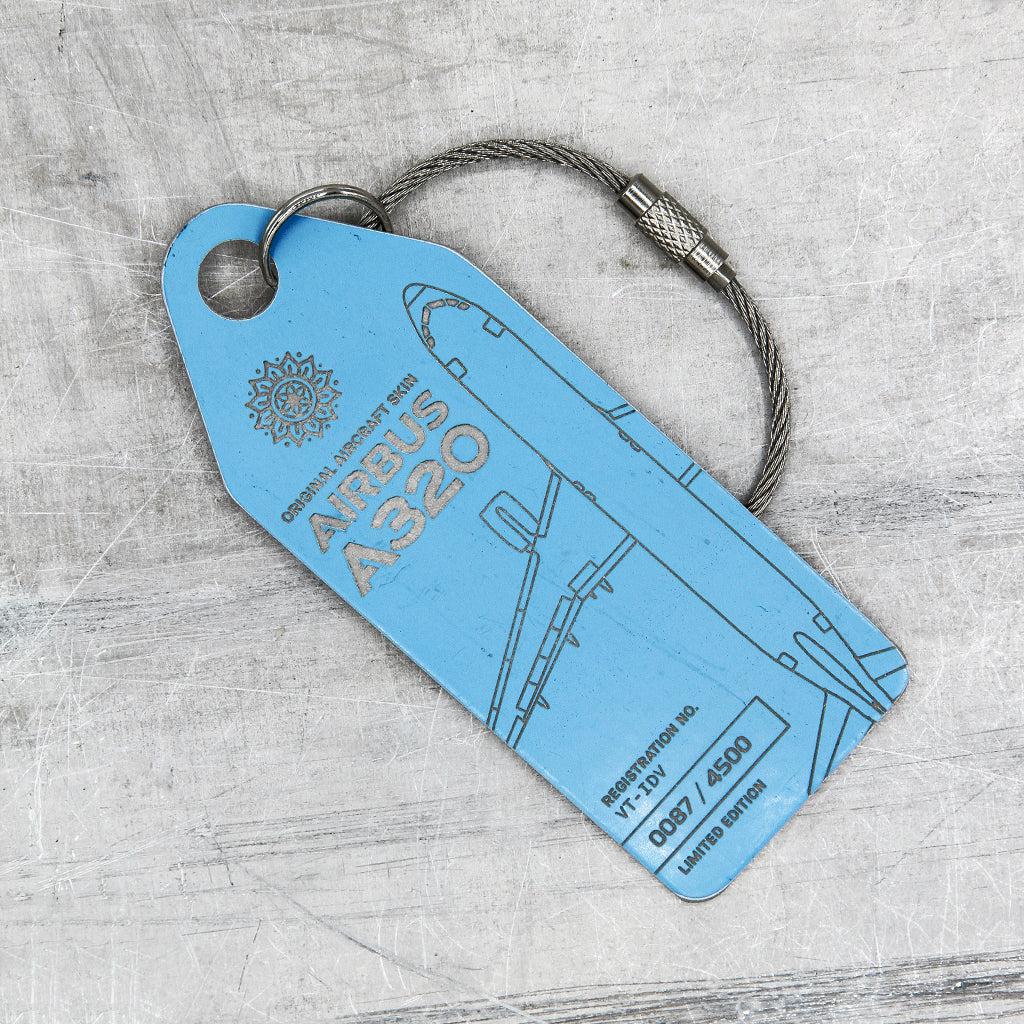 Aviationtag Indigo Airbus A320 Aircraft Skin Light Blue Tag (VT-IDV)