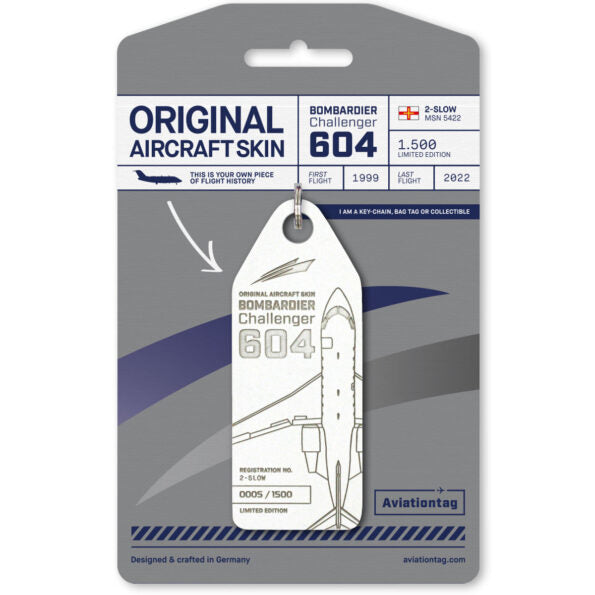 Aviationtag Bombardier Challenger 604 Aircraft Skin White Tag 2-SLOW