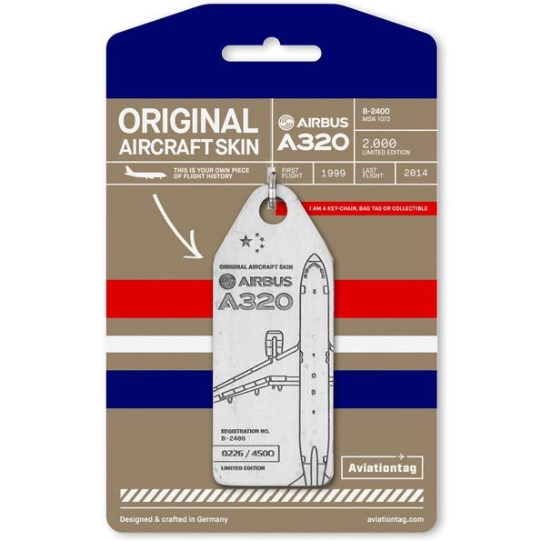 Aviationtag Airbus A320 White Aircraft Skin Tag (B-2400)