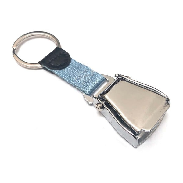 Airplane Seat Belt Keychain | Sky Blue | Shiny Buckle | Aviamart
