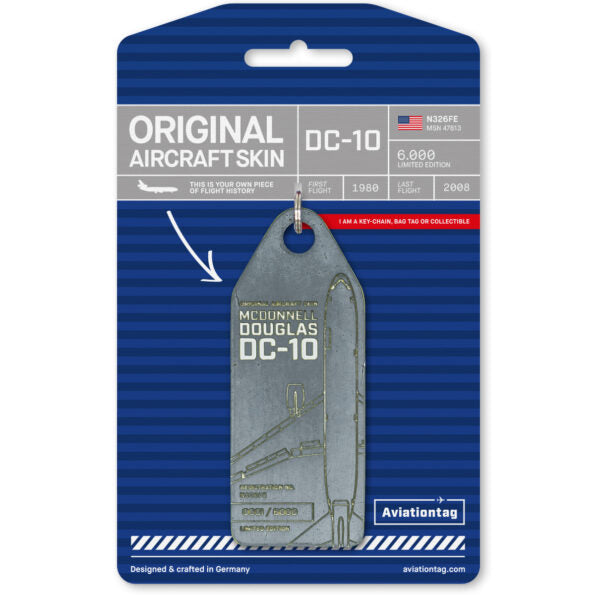 Aviationtag McDonnell Douglas DC-10 Grey Aircraft Skin Tag N326FE