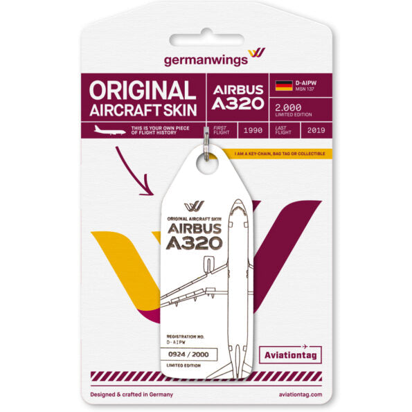 Aviationtag German Airbus A320 Aircraft Skin Tag (D-AIPW)