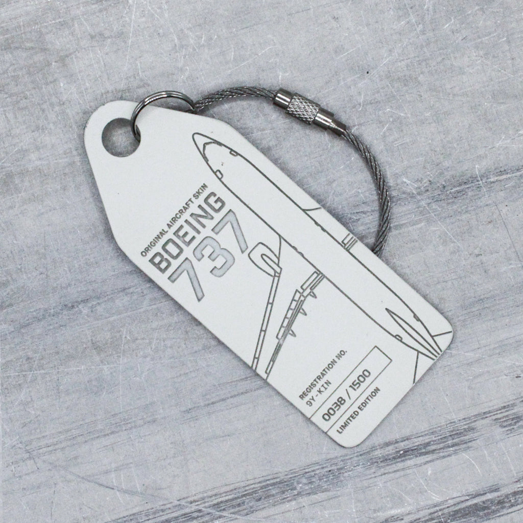 Aviationtag Caribbean Airlines B737-8 Aircraft Skin Tag in White 9Y-KIN