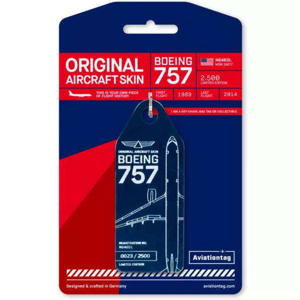 Aviationtag Delta Airlines Boeing B757 Aircraft Skin Tag in Blue