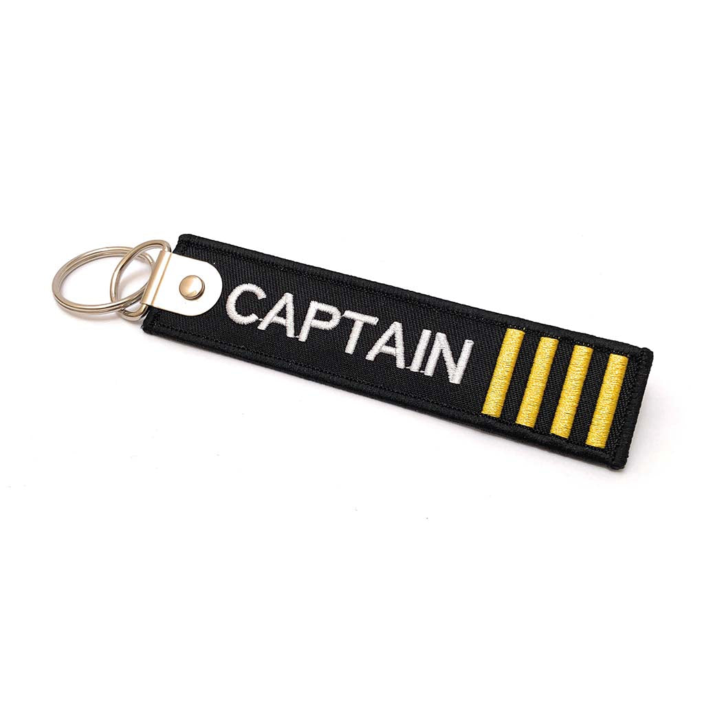 Premium Embroidered Captain Luggage Tag - 4 Gold Stripes