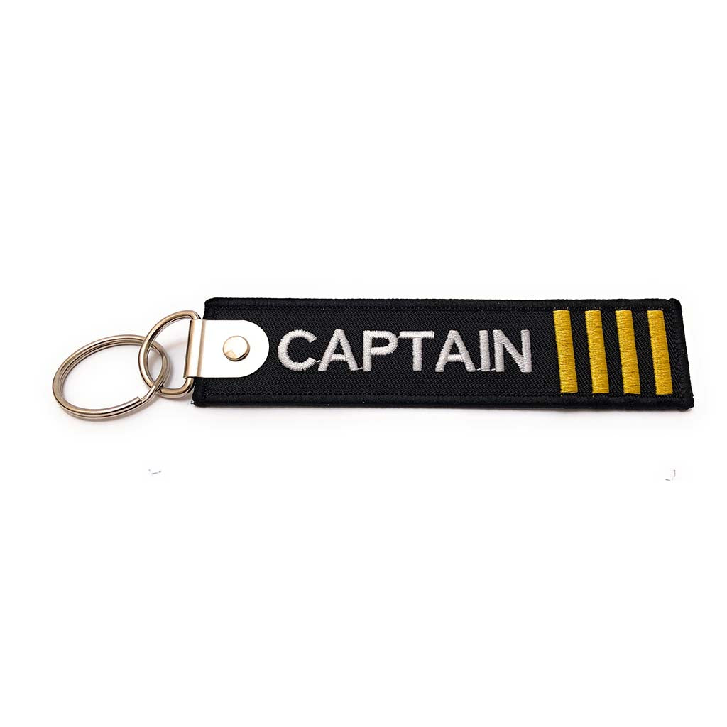 Premium Embroidered Captain Luggage Tag - 4 Gold Stripes