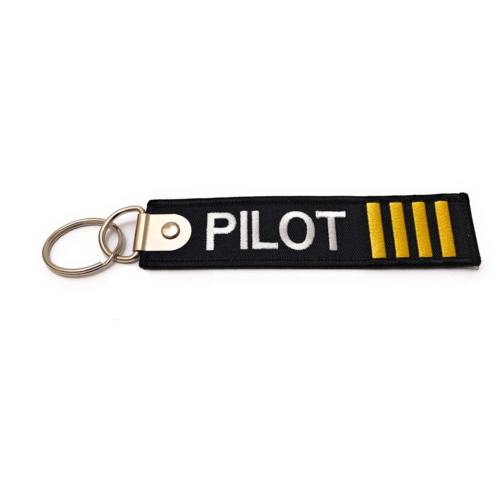 Premium Embroidered Pilot Luggage Tag - 4 Gold Stripes