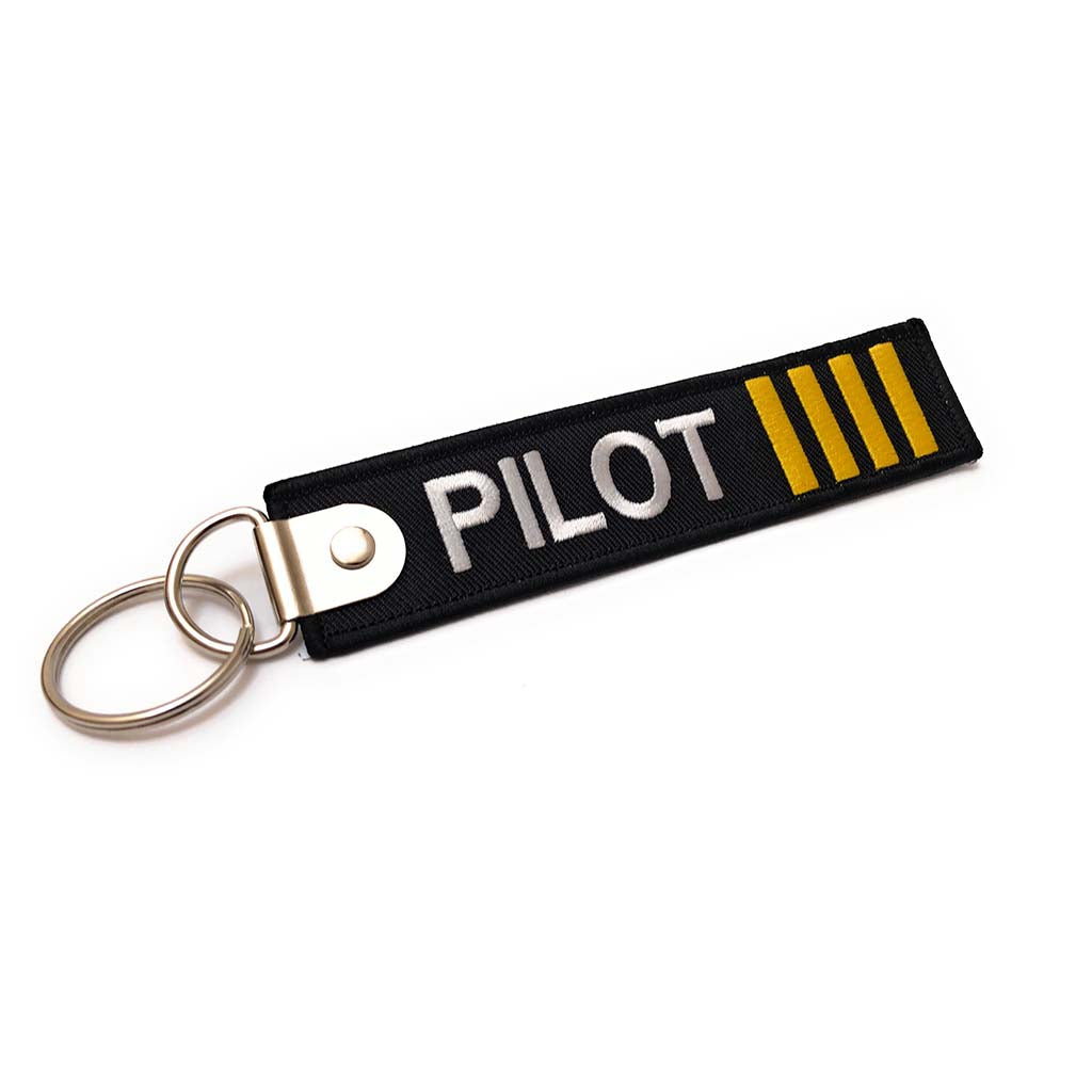 Premium Embroidered Pilot Luggage Tag - 4 Gold Stripes