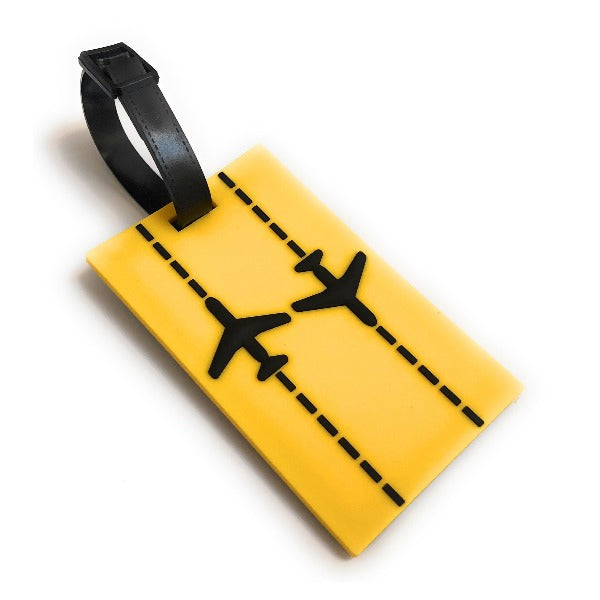 Runway Planes 2D Soft PVC Luggage Tag in Yellow / Black