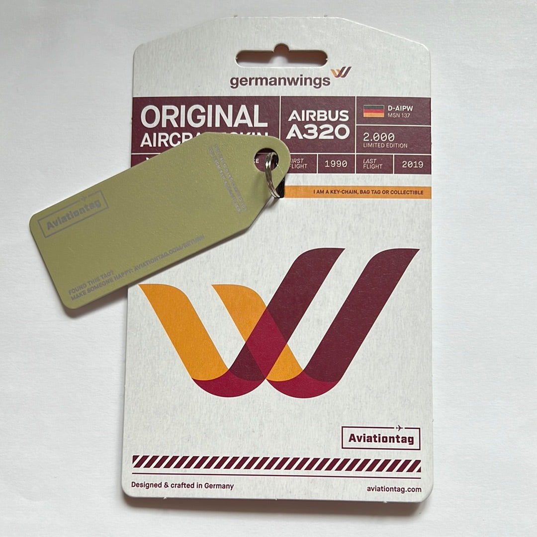 Aviationtag German Airbus A320 Aircraft Skin Tag in Purple / White