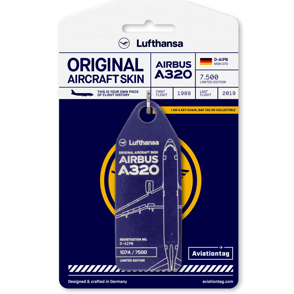 Aviationtag German Airbus A320 Aircraft Skin Tag (D-AIPW)