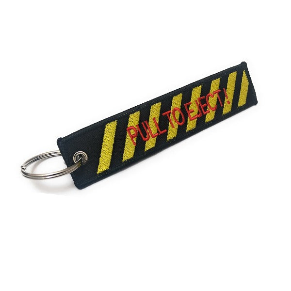 Pull To Eject Keychain | Luggage Tag | Black / Yellow
